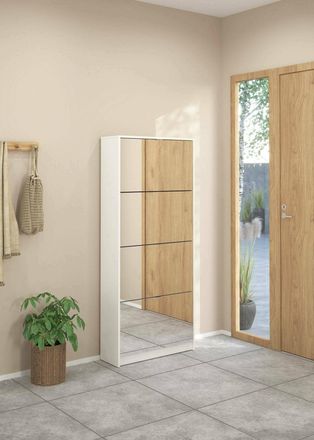 Dmora Schuhschrank Bliss, Schuhregal, Mehrzweck-Eingangsgarderobe, M&ouml;bel f&uuml;r Schuhe, 70x24 h162 cm, Wei&szlig;