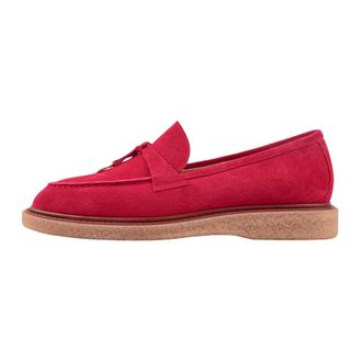 Cesare Gaspari Loafer aus Wildleder mit Quasten - - Shoes - Damen - Rot - 37 EU