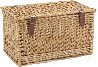 Aubry Gaspard Coffre en osier buff brun et polyuréthane Moyen modèle