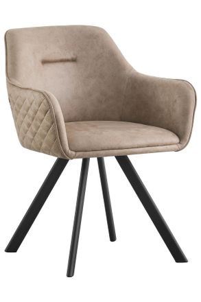 Homin Armlehnstuhl, Schwarz, Beige, Metall, Textil, eckig, 58.5x78.5x60 cm, Stoffauswahl, Sitzfl&auml;che 180&deg; drehbar, Esszimmer, St&uuml;hle, Esszimmerst&uuml;hle, Armle