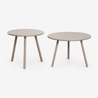 Sklum Set de 2 tables dappoint de jardin en acier Aradina SKLUM Moka Brown