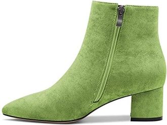 Castamere Femmes Bloc Chunky Bas Kitten Talon Heel Fermé Pointu Bout Bottines Slip-on Fermeture à Glissière Bureau Classique Dress Bottes Emeraude Vert 42 EU
