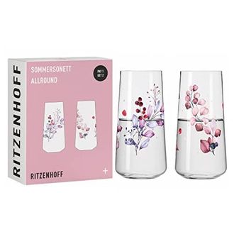Ritzenhoff 6241001 Universalglas Set - Serie Sommersonett - 2 St&uuml;ck mit Beerenmotiv - Made in Germany, Pink, Rot, Lila