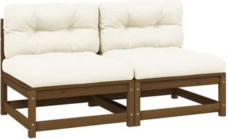 vidaXL Canap&eacute;s centraux de jardin avec coussins cr&egrave;me 2 pcs vidaXL