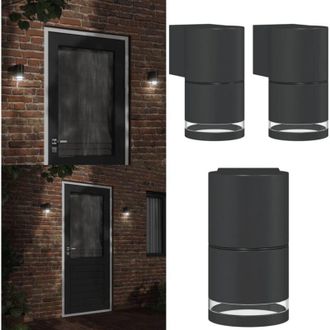 vidaXL Außenwandleuchten 2 Stk. Schwarz Aluminiumdruckguss - Außenleuchte - Wandleuchte - Gartenleuchte - LED-Leuchte - Edelstahl - Home & Living