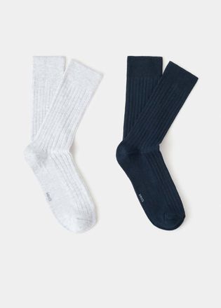 Mango Lot 2 paires de chaussettes c&ocirc;tel&eacute;es coton gris - Homme - 40-42 - MANGO MAN