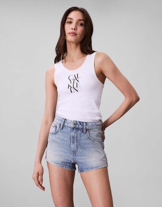 Calvin Klein Jeans Denim-Hotpants in heller Waschung-Blau