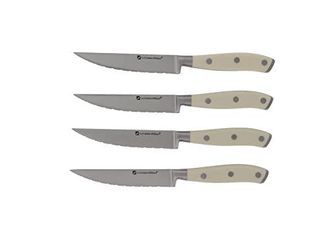 Albert de Thiers Albert de Thiers - LIRRESISTIBLE - Set de 4 Couteaux &agrave; Steak - Lames Acier Inoxydable Microdent&eacute;es - Manches Ergonomiques - Design &Eacute;l&eacute;gant - Bo&icirc;te Cad