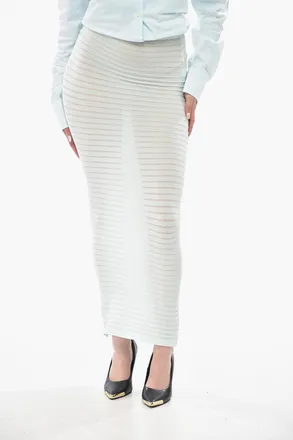 Alaia Perforated Stretch-Fabric Pencil Skirt Alaia