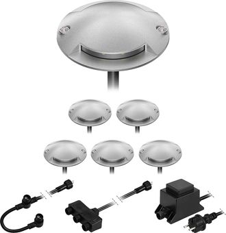 LEDs Com LED Boden-Aufbau-Leuchte Bunda, 2-flammig, für außen, befahrbar, kalt-weiß, 6er Set