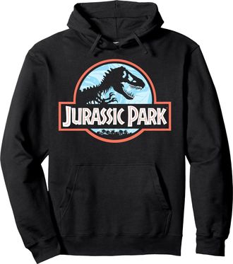 Jurassic Park Marble Neon Retro Logo Pullover Hoodie