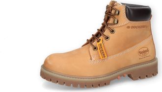 Dockers by Gerli Damen Combat Boots, Frauen Stiefeletten,warm gefüttert,Stiefel,Bootee,Booties,halbstiefel,Kurzstiefel,golden tan,37 EU