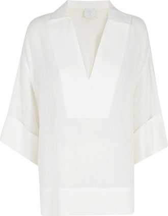 Eleventy Femme, Blouses et Chemises, Blanc, Taille: 36 FR Blouse &agrave; col en V