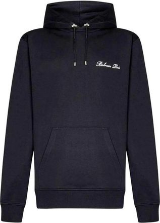 Balmain Homme, Sweatshirts et sweats &agrave; capuche, Noir, Taille: S SweaT-shirt en coton avec finitions c&ocirc;tel&eacute;es