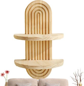 Generic Hängeregale Boho Wanddekoration | Holz Schwebendes Lagerregal | Ästhetische Boho Schweberegale für Wand | Dekorativer Regenbogenbogen Moderner Kerzenh