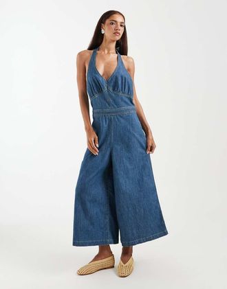 Wrangler Combinaison jupe-culotte en jean - Bleu moyen d&eacute;lav&eacute;