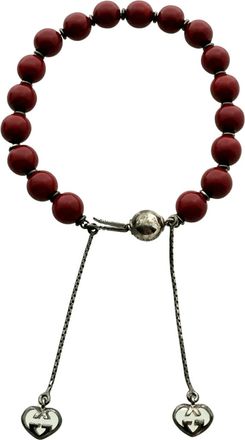 Gucci Armband - Gucci San Valentino Sterling Silver Wooden Bead Br - Gr. ONE SIZE - in Rot - f&uuml;r Damen
