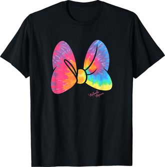 Disney Minnie Mouse Classic Neon Rainbow Tie-Dyed Bow T-Shirt