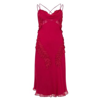 Alberta Ferretti Knielanges Kleid mit d&uuml;nnen Tr&auml;gern - - Dresses - Damen - Rot - 2XS