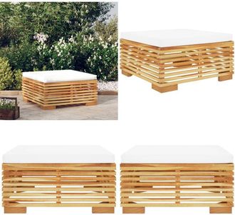 vidaXL Vidaxl - Gartenhocker mit Creme Kissen Massivholz Teak - Gartentisch - Gartenstuhl - Loungesessel - Outdoor Möbel - Gartenmöbeln - Home & Living