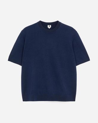 Arket Gestricktes T-Shirt Aus Merinowolle -Blau
