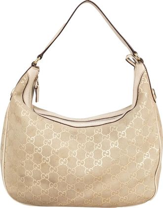 Gucci Crossbody Bags - Gucci Gold Tone Suede GG Monogram Hobo Bag - Gr. unisize - in Gold - f&uuml;r Damen
