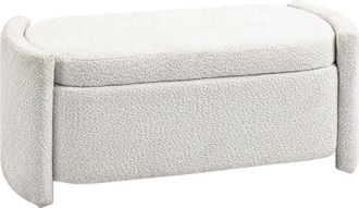 HOMCOM Sitzbank, Bettbank mit Stauraum, Polsterbank mit Deckel, Teddy-Samtoptik, Sitztruhe, Truhenbank f&uuml;r Wohnzimmer, Schlafzimmer, Creme, 105 x 44 x 45,5 c