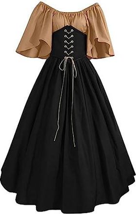 Generic 2025 Robe Medievale Femme Grande Taille Victorienne Steampunk Gothique Vintage Steampunk Medievale Costume MéDiéVal Femme DéGuisement Victorienne DéGu