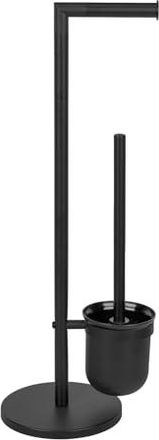 WENKO Stand WC-Garnitur Parus, Toilettenpapier-Halter & WC-B&uuml;rstenhalter inkl. B&uuml;rste, lackierter Stahl, Schwarz