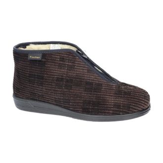 Fischer 204167 Gerippter Velours Pantoffel - - Shoes - Herren - Braun - 45 EU