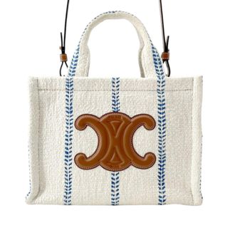 Celine Small Wool Cuir Triomphe Stripe Cabas Thais Satchel