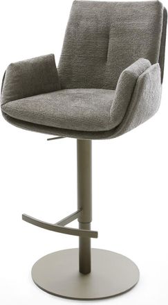 DELIFE Barstuhl Clea-Flex Boucl&eacute; Soft Schlamm Drehfu&szlig; h&ouml;henverstellbar Metall Titanfarben, Barst&uuml;hle