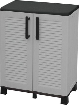 Dmora Mehrzweck Au&szlig;en oder Innenschrank, niedriger Kleiderschrank mit 2 T&uuml;ren und 1 Polypropylen Regal, 100% Made in Italy, 68x37h90 cm, graue Farbe - Dmora