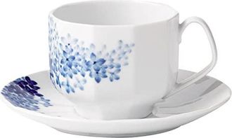 ROYAL COPENHAGEN Bloomst Tasse mit Untertasse Porzellan Flieder 22cl Wei&szlig;-Blau, Ma&szlig;e: 15cm x 15cm x 6,5cm, 1025331