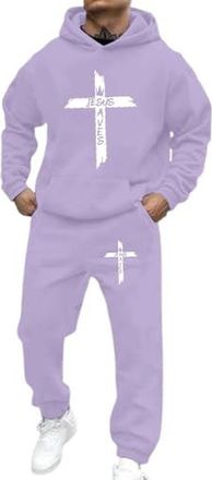 Generic Surv&ecirc;tement pour homme - Ensemble complet imprim&eacute; &agrave; manches longues - Sweat &agrave; capuche - Ensemble de jogging moderne - Mode sportive - Haut et pantalon