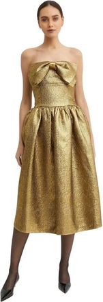 Self Portrait Femme, Robes, Jaune, Taille: 38 FR Metallic Jacquard Midi Dress