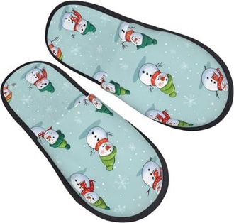 Generic Pantoufles de No&euml;l antid&eacute;rapantes en mousse &agrave; m&eacute;moire de forme avec bonhomme de neige et flocon de neige pour homme et femme, multicolore, 8/11 UK Men