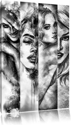 Pixxprint Monocrome, Haar Frisuren, Größe: 100x70cm, Leinwandbild, fertig gespannt, Wandbild, Dekoration, Kunstdruck, kein Poster