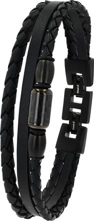 Tom Tailor Tom Tailor Armband f&uuml;r Herren, Edelstahl und Carbon und Leder, 20,5+1,5 cm, schwarz, Geschenkidee, Armschmuck, Herrenschmuck, 2100692