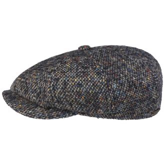 Stetson Hatteras Colour Dots Flatcap Schirmm&uuml;tze Klassische Ballonm&uuml;tze Mehrfarbig melierte Wollcap Made in EU Herren Herbst/Winter dunkelblau 55 cm