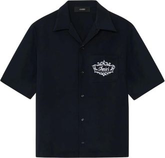 Amiri Homme, Chemises, Noir, Taille: XL Chemise &agrave; Manches Courtes et Col Camp
