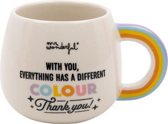 Mr. Wonderful Regenbogen 3D Tasse - With you, everything has a different colour. Thank you! - Keramiktasse mit Dankesbotschaft
