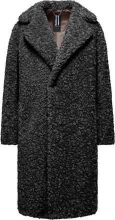 Bomboogie Femme, Manteaux, Noir, Taille: 38 FR Manteau crois&eacute; en fausse peau de mouton