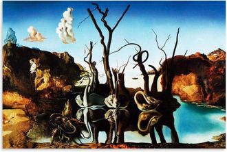 Cambos Salvador Dali Ber&uuml;hmte Malerarbeiten (Schw&auml;ne reflektierende Elefanten), Druck Poster Wandkunst Bild Malerei Leinwand Drucke Kunstwerke Schlafzimmer W