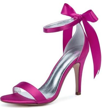 Generic Chaussures Mariage Femmes Aiguille Talon Heel Ouvert Bout Sandales Mariée Talons Classique Dress Heels10.5 CM,Rose Red,42 EU