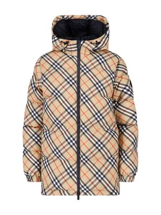 Burberry Hooded Down Jacket Check