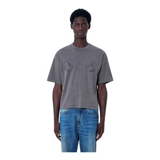 Jean Paul Gaultier Bedrucktes Baumwolljersey-T-Shirt - - Tops - Herren - Grau - S