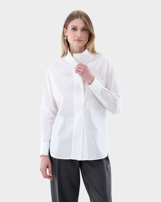 van Laack Bluse mit hohem Stehkragen