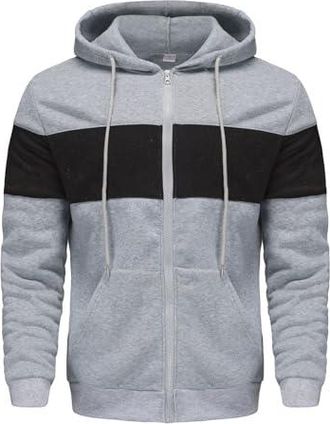 Generic Sweat-shirt à manches longues pour homme - Automne et hiver - Couleurs contrastées - Pour lextérieur - Pour entraînement par temps froid - Vie quotidi