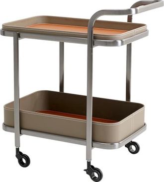 Kare Design Design Servierwagen Tango, Silber, Beige, Barwagen, Rollbar, Zwei Ablagen, Edelstahl Gestell